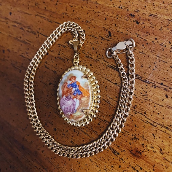 Vintage | Jewelry | Vintage Victorian Scene Pendant Necklace | Poshmark